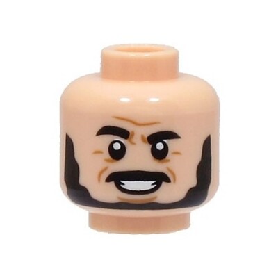 LEGO - Minifig, Head Black Moustache & Beard Forehead, Cheek Lines ...