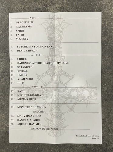 GHOST Band Setlist 5/10/2025 POLAND Tour Skeleta & 3 MONEY BILLS | eBay UK