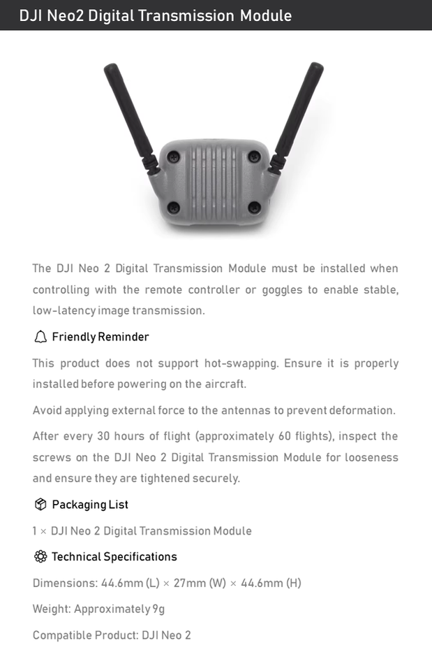 Original DJI Neo 2 Digital Image Transmission Module | eBay