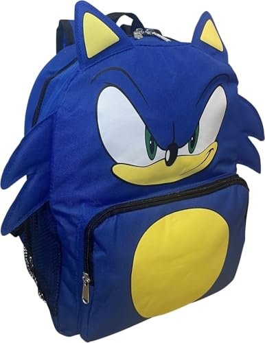 Ruz Sonic The Hedgehog Big Face School Backpack With 3D Ears And Quills ...