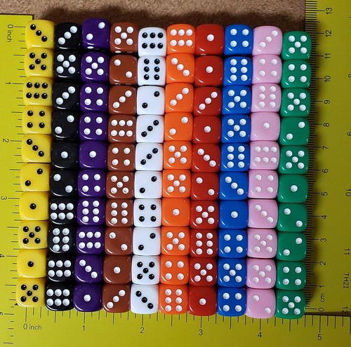 100 Pcs Colored Dice Set 6 Sides Game Dice for Board Game and Parties ...
