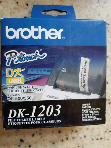 OEM Brother Die-Cut File Folder Labels DK-1203 P-Touch QL 500/550 NEW ...