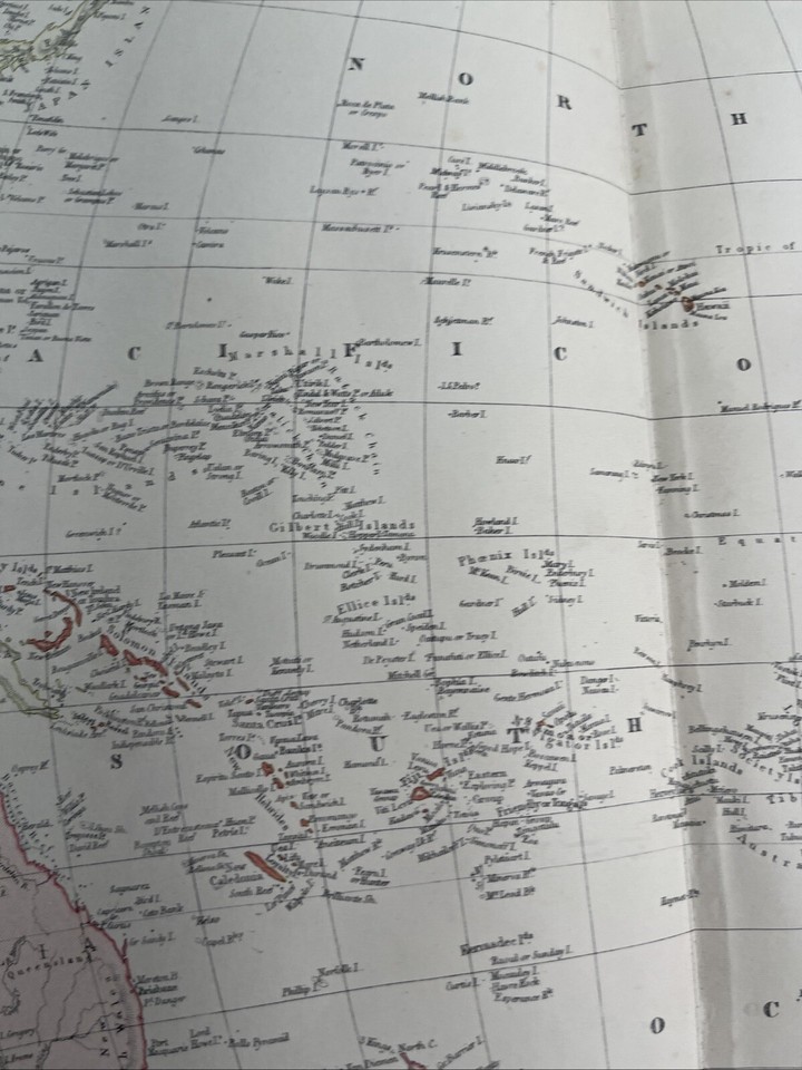 1881: Map Of The Pacific Ocean B #67 Antiquarian Print Old Atlas ...