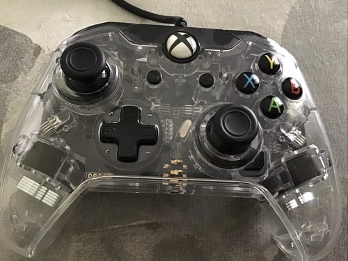 Xbox One Controller PDP Afterglow, Wired, Transparent, W/ USB Cable ...