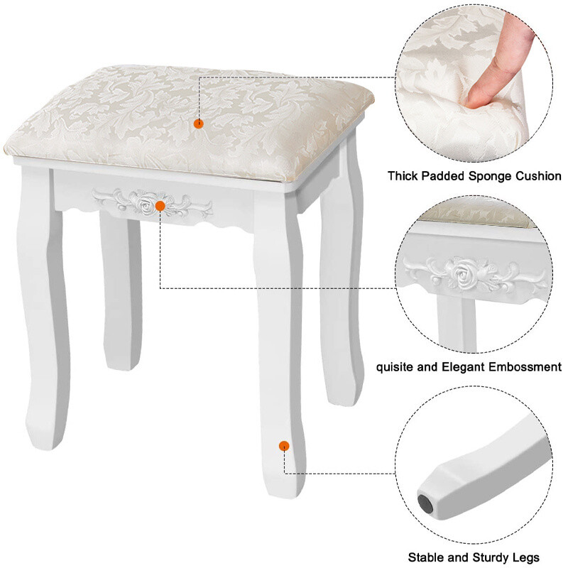 Bedroom Dressing Table Stool Vanity Stool Dresser Chair Padded Seat ...