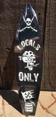 Locals Only Pirate Skulls Mini Novelty Beach Surf Board Sign 17" x 4.5 ...