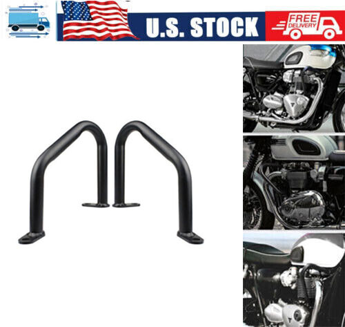 Black Motorcycle Engine Guard Highway Crash Bars Steel Frame Falling ...