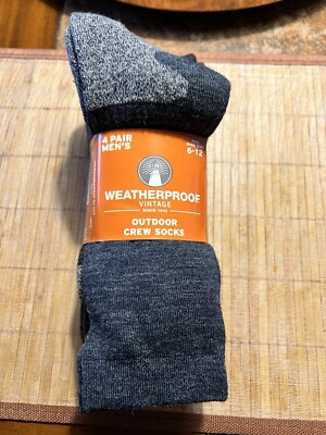 Weatherproof Wool Blend All Purpose Outdoor Crew Socks 4 Pack (6-12 ...