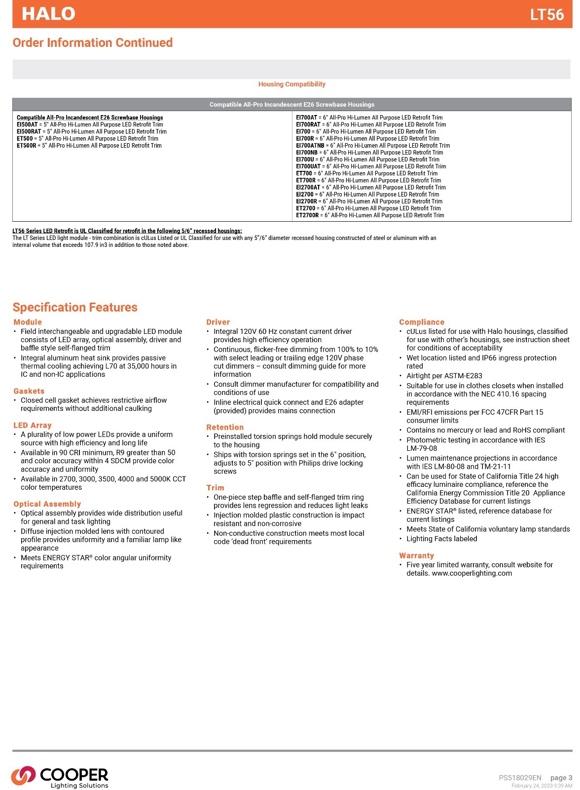 Halo LT560WH6930 Retrofit 5" 6" Recessed Light LED Trim 3000k for sale ...
