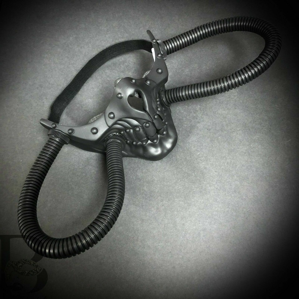 Black Steampunk Mouth Gas Mask with Tubes Masquerade Halloween Cosplay ...