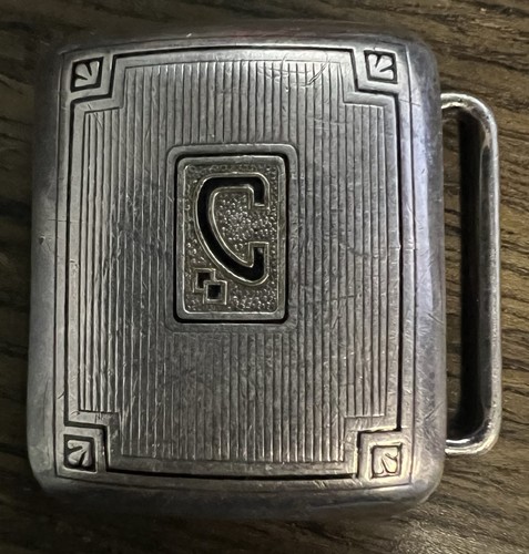 Antique 1920s HICKOK Silver Plated Bronze ART DECO Belt Buckle Initial ...