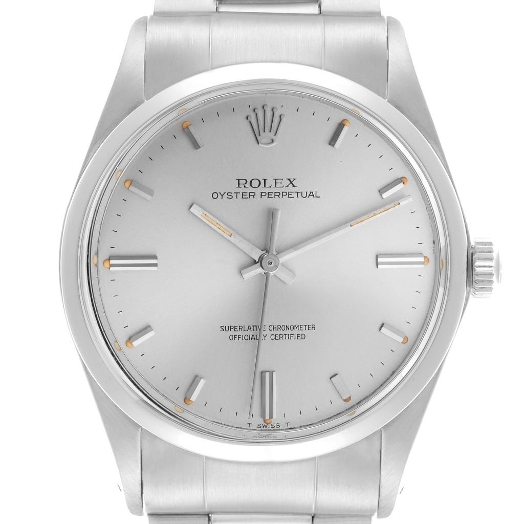 Rolex Oyster Perpetual Silver Dial Vintage Steel Mens… - Gem