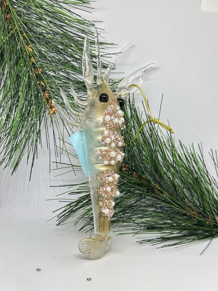 BEADED AND SEQUINED SHRIMP Glass Ornament Place and Time with tag | eBay