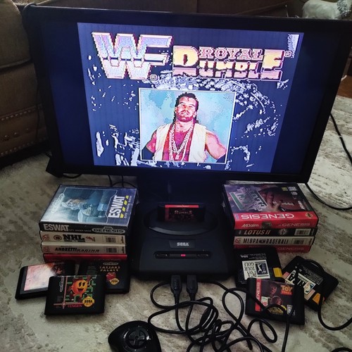 Sega Genesis Console Bundle Lot w/15 Games, Controllers, ESWAT, MS ...