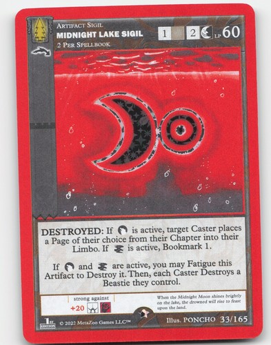 MIDNIGHT LAKE SIGIL 33/165 REVERSE HOLO 1ST EDITION METAZOO 2022 ...