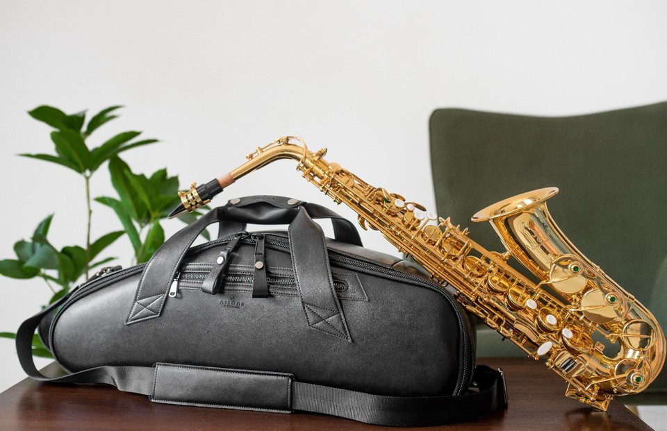 ALTO SAXOPHONE BAG artificial leather sax case. Saxophone holder, gig ...
