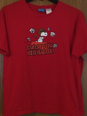 Snoopy - “Curse You Red Baron!” - Red Shirt - XL - Peanuts | eBay