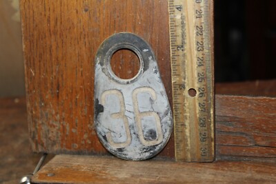 Vintage Black Resin Plastic Cow Ear Tag With Metal Ferrule Double Side ...