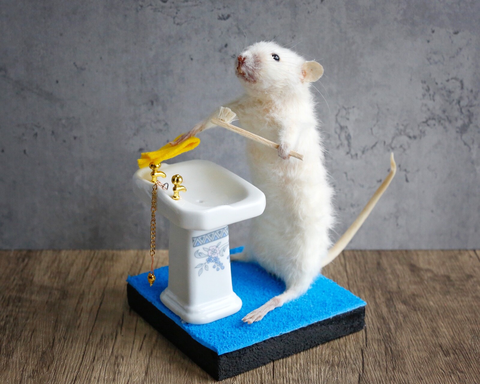 Taxidermy Mouse brushing teeth. unique, gift, oddity, handmade ...