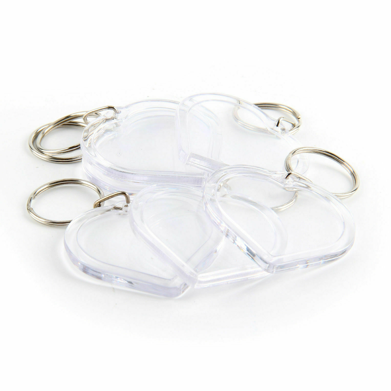 ACRYLIC HEART SHAPE (4.2X4.0CM) CLEAR, BLANK KEYRINGS DUAL SIDED, LOVE ...