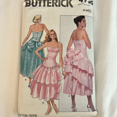 Vtg 80’s Simplicity #4739 Misses' Strapless Prom Dress W/Ruffle Skirt ...