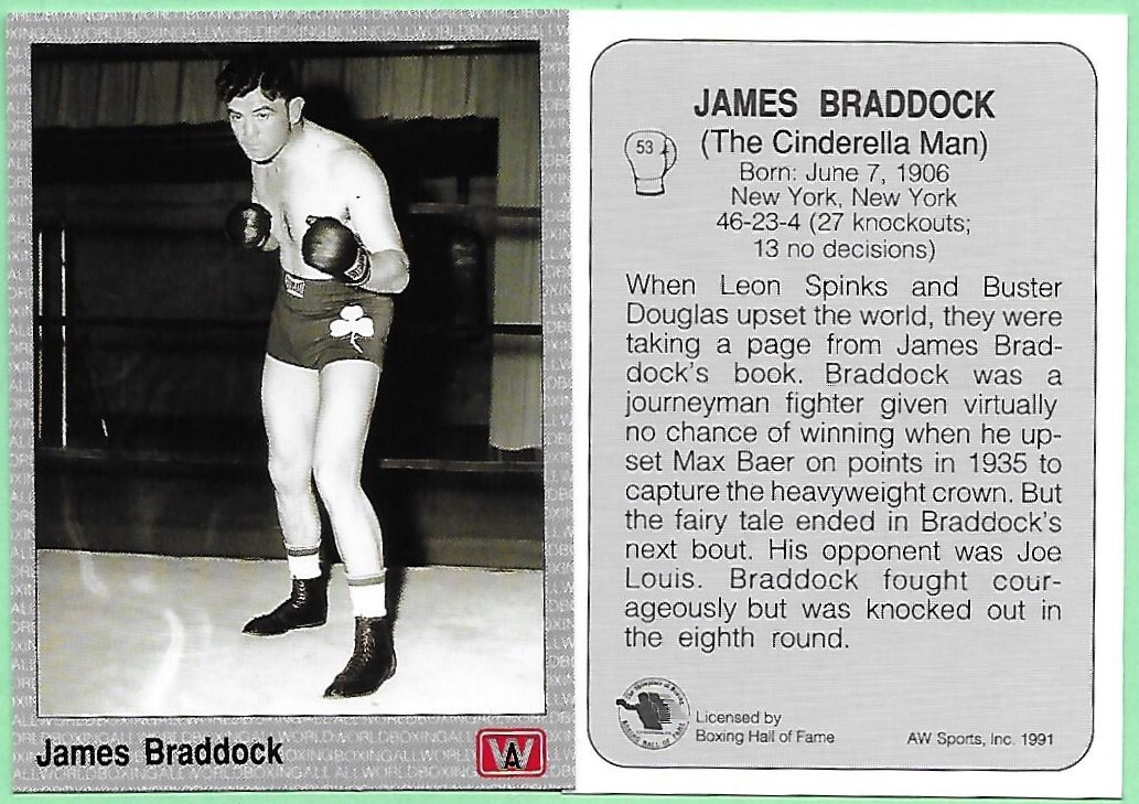 1991 AW Sports All World Boxing James Braddock #53 | eBay