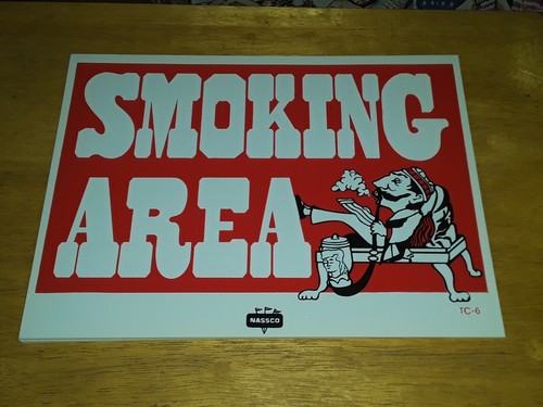 Vintage Nassco Smoking Area Sign TC-6 Plastic 11.75" X 9" New Old Stock ...