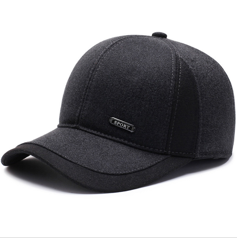 Men's Warm Wool Baseball Cap Ear Flaps Thicken Cotton Snapback Hats ...