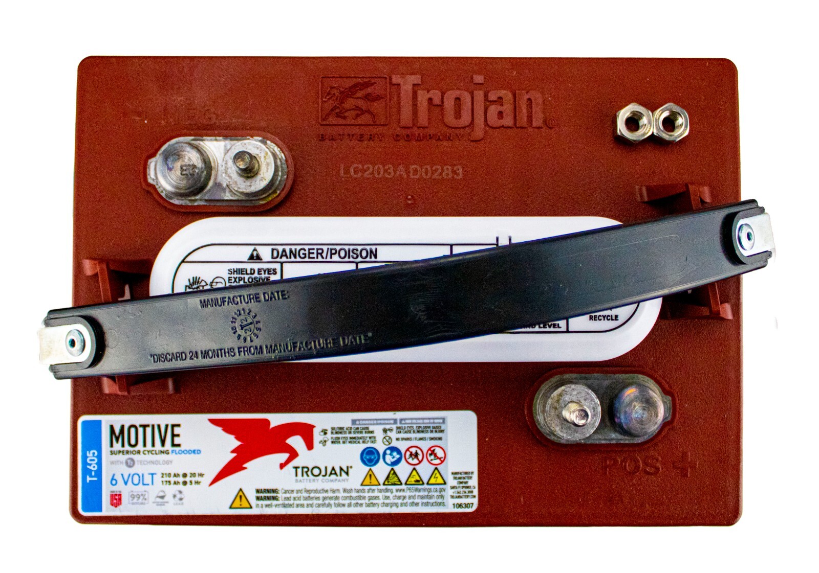 x6 | Trojan T-605 6 Volt 210Ah Flooded Lead Acid GC2 Deep Cycle Battery ...