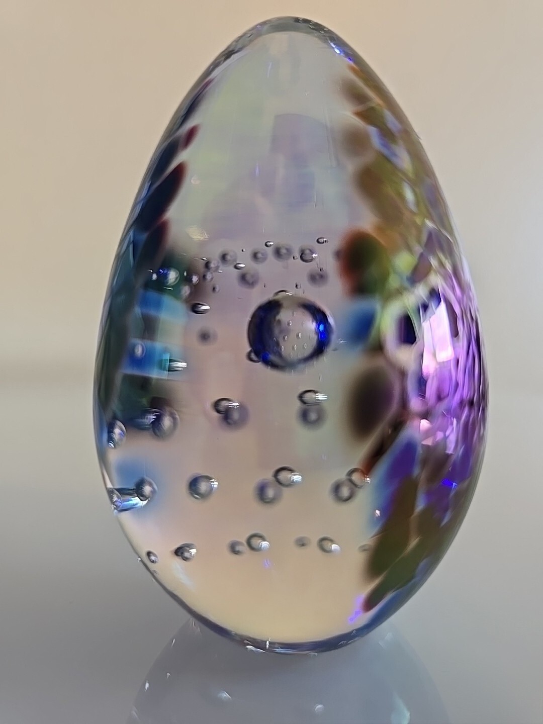 Art Glass GES 93 Glass Eye Studios Iridescent Egg Controlled Bubbles 15mm | eBay