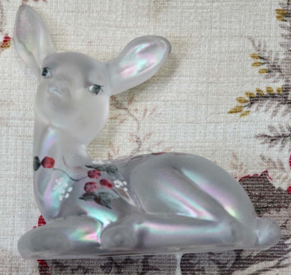 Vintage Hand Painted Fenton Iridescent Glass Deer by Fredrick #8701 | eBay