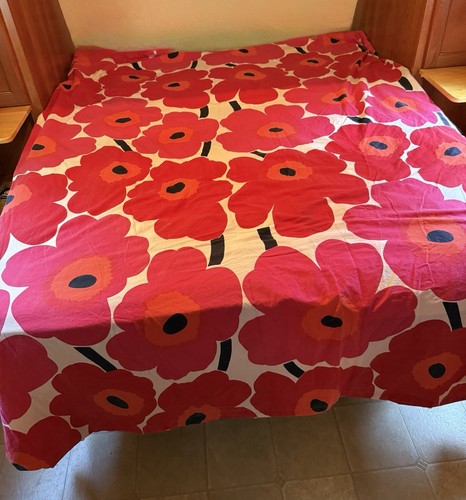 Marimekko Unikko Red Pink Poppies Floral Print Queen Duvet Bright 80x90 ...