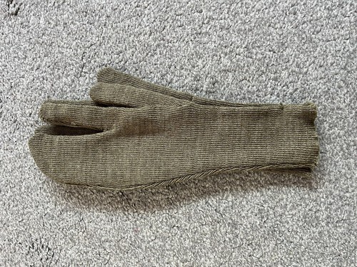 Army Wool Mittens Gloves With Trigger Finger Pair WW2 Olive Light Green ...