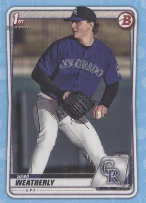 2020 Bowman Draft - Sam Weatherly #BD-109 Sky Blue Border /499 (RC) for ...