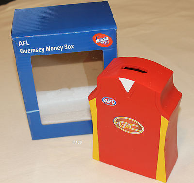 Gold Coast Suns AFL Guernsey Shape Money Box 16cm Resin Hand Painted ...
