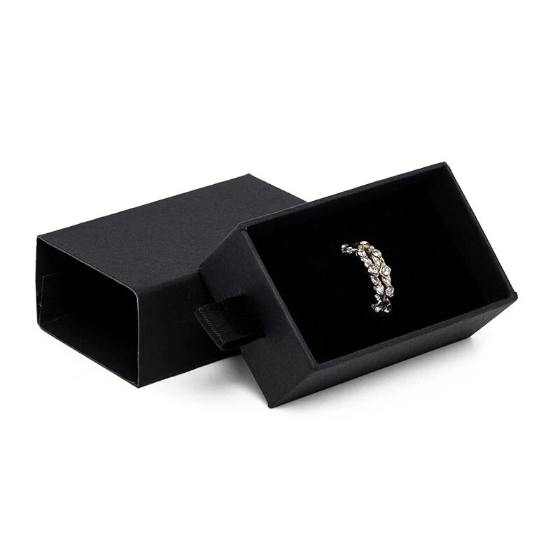 Black Slide Open Jewelry Boxes with Satin Pull. Ring Sized. 94 boxes ...