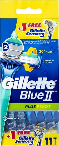 GILLETTE DISPOSABLES Blue II Plus Pivot and Sensor 3 Razor -Au | eBay ...