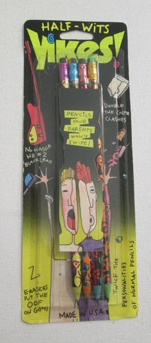 NOS Vintage 90s ~ YIKES HALF-WITS ~ HB #2 Black Lead Pencils | eBay