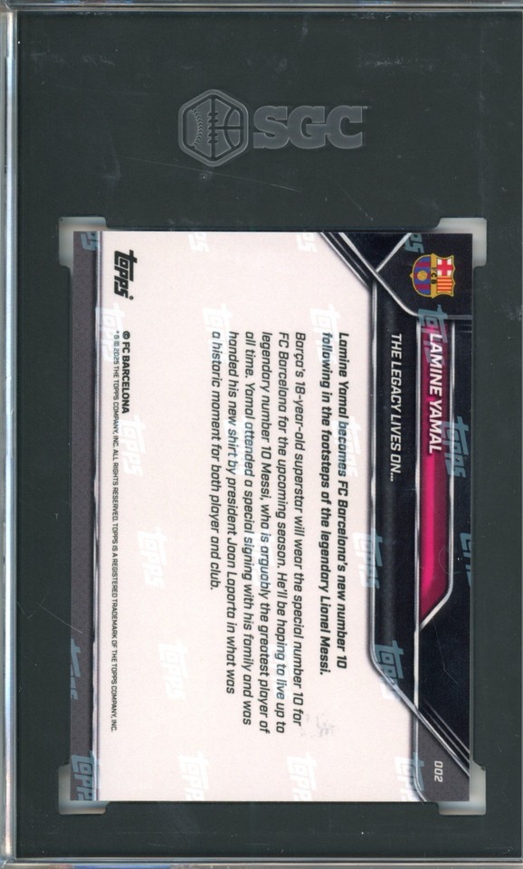 2025 TOPPS NOW FC BARCELONA LAMINE YAMAL #002 LIONEL MESSI LEGACY SGC 9 MINT | eBay