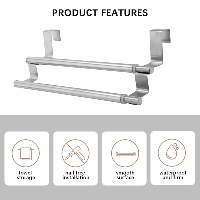 Kitchen Over Cabinet Towel Bar Rack, Expandable Hand Towel Holder ...