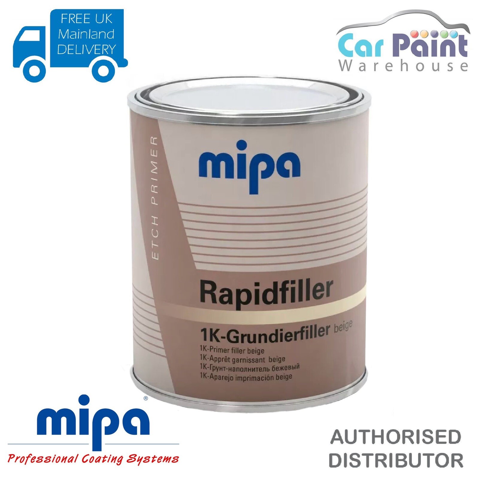 MIPA BEIGE Rapidfiller 1k Self Etching Etch Filler Primer 3L Rapid ...