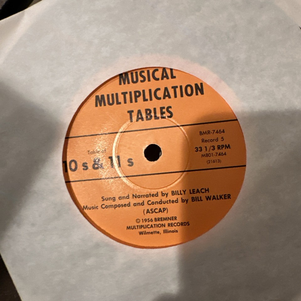 Vintage 1956 Musical Multiplication Tables 5 Record Set Original ...