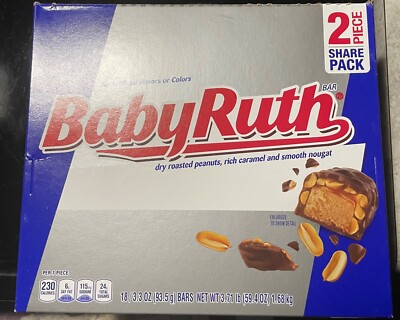 Baby Ruth Milk Chocolate Candy Bars, Full Size Bulk Ferrero Candy, 1.9 ...