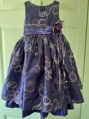 Princess Kloset Purple Taffeta Sparkle Sequin Rosette Pageant Party ...