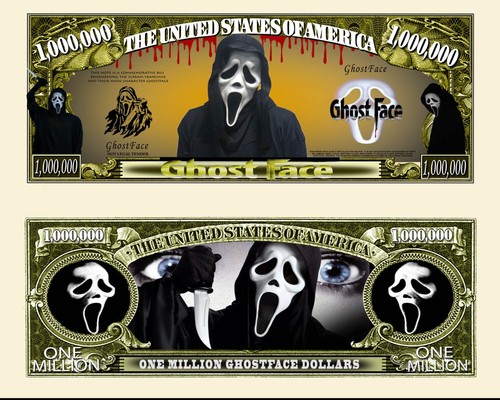 Ghost Face Million Dollar Bill Play Funny Money Novelty Note + FREE ...