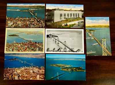 TREASURE & YERBA BUENA ISLAND 7 Postcards BRIDGE TERMINAL BLDG. SAN ...