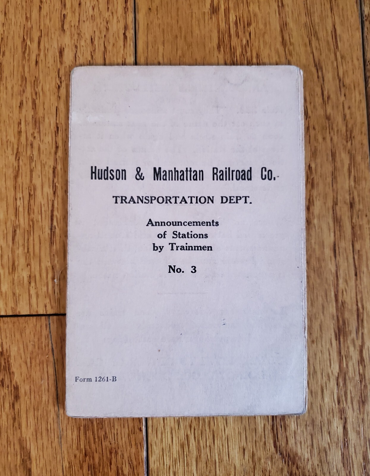 HUDSON & MANHATTAN RAILROAD CO. TRANS DEPT ANNOUNCEMENTS OF STATIONS ...