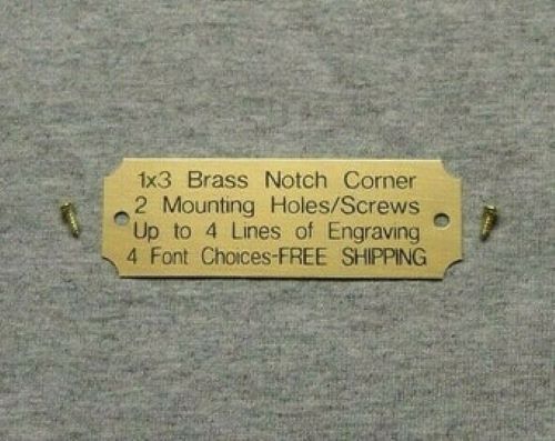 1x3 Custom Engraved Brass Plate Notch Corner 2 Holes/Screws Plaque ...