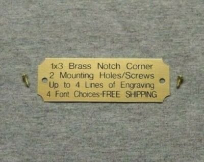 1x3 Custom Engraved Brass Plate Notch Corner 2 Holes/Screws Plaque ...