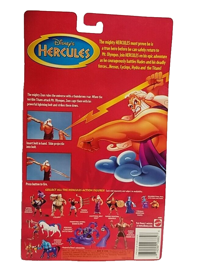 Hercules Disney Mattel 1997 Lightning Bolt Zeus Action Figure for sale ...